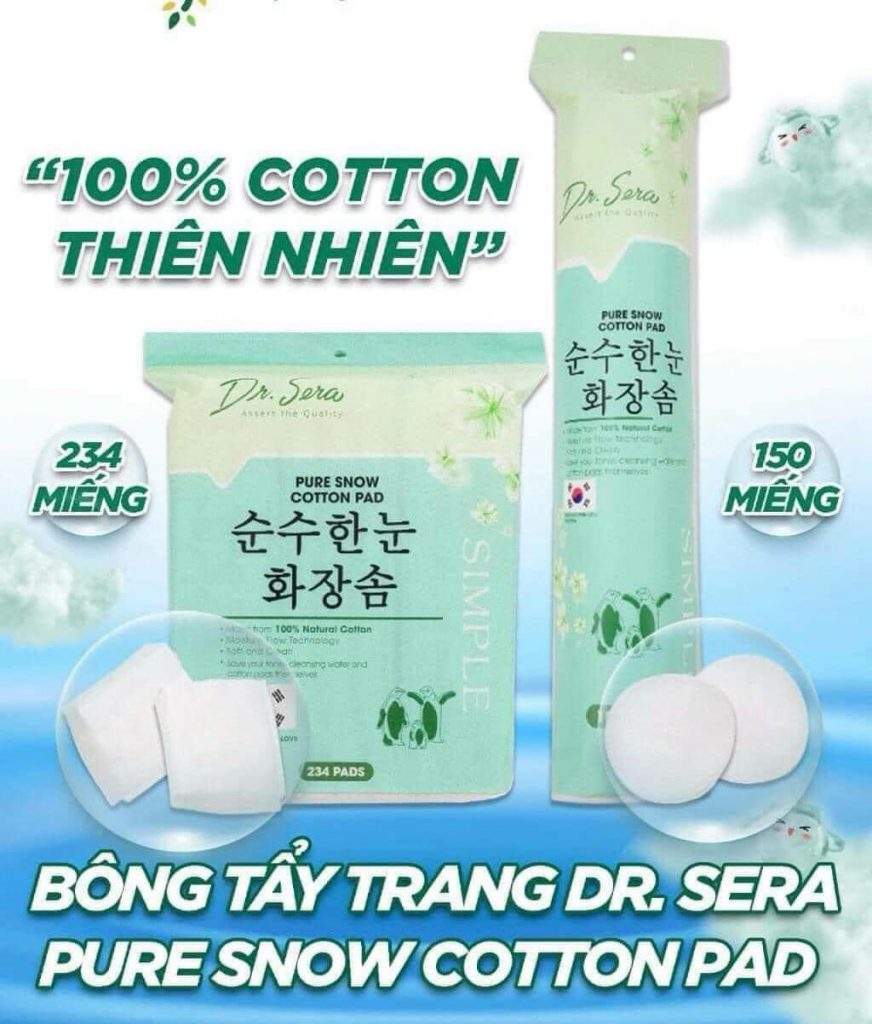 Bông Tẩy Trang Dr. Sera Pure Snow Cotton Pad 100% sợi cotton tự nhiên ...